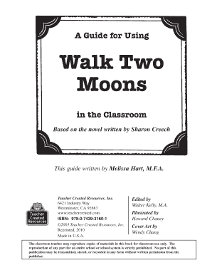 Fillable Online Walk Two Moons - DedicatedTeachercom Fax Email Print ...