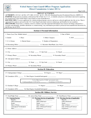 Fillable Online DCA Application - Coast Guard Fax Email Print - pdfFiller