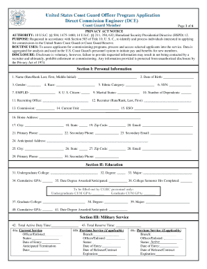 Fillable Online DCE - Coast Guard Recruiting Fax Email Print - pdfFiller