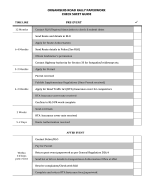 Fillable Online msauk Road Rally organisers checklist - MSA - msauk Fax ...