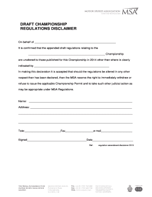 Fillable Online msauk 2015 Regulation Amendment Disclaimer Form - MSA ...