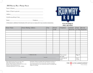 Fillable Online 2015 Runway Run Pledge Sheet Fax Email Print - pdfFiller