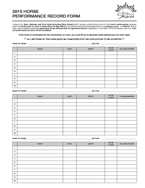 Fillable Online B2015b horse performance record form - Royal Queensland ...