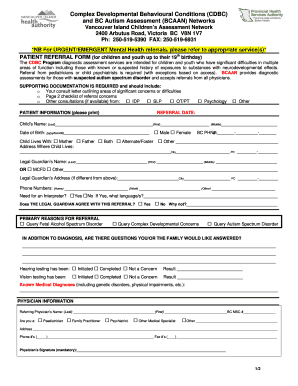 Fillable Online BCAANCDBC Referral Form - Provincial Health Services ...