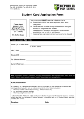 Fillable Online Student Card Application Form - Republic Polytechnic ...