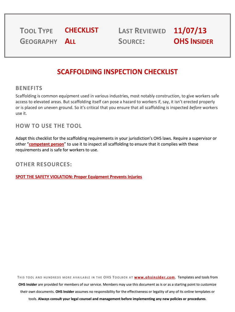 Fillable Online TOOL TYPE CHECKLIST Fax Email Print - pdfFiller