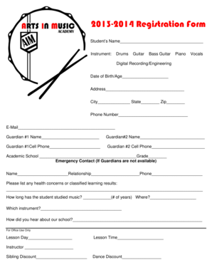 Fillable Online Download 2013/14 Music Registration Form Fax Email ...