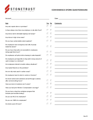 Fillable Online Convenience Store Questionnaire (PDF) - Stonetrust Fax ...