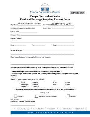 Fillable Online Food Beverage Sampling Request Form Fax Email Print ...