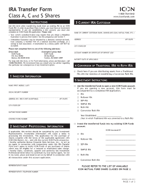 Fillable Online IRA Transfer Form Class A, C and S Shares Instructions ...