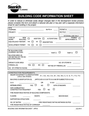 Fillable Online BUILDING CODE INFORMATION SHEET Fax Email Print - pdfFiller