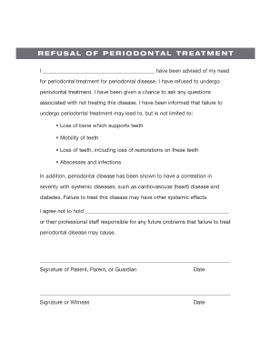 Fillable Online cliniciansreport Refusal of Periodontal Treatment ...