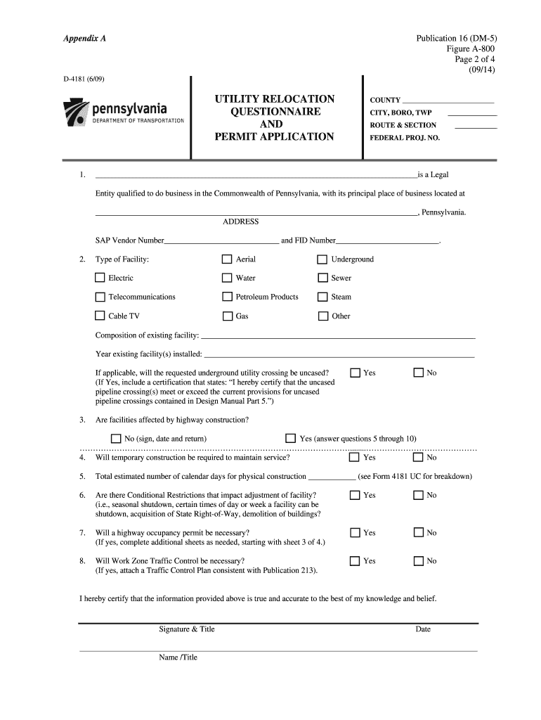 Fillable Online Utility relocation questionnaire and permit application ...