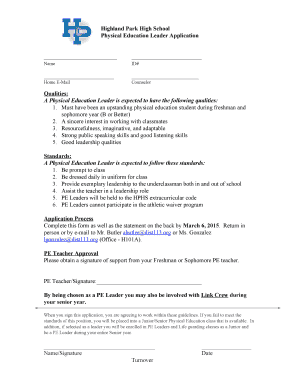 Fillable Online hphs dist113 Link Crew Leader Application - Highland ...
