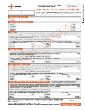 Fillable Online ELECTRICAL INSTALLATION CERTIFICATE - Voltimum Fax ...