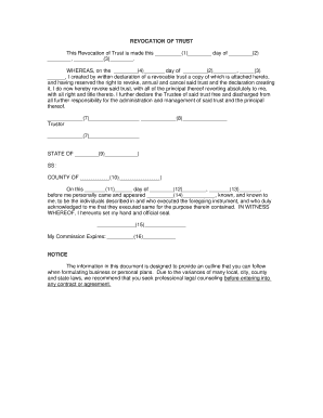 Fillable Online REVOCATION OF TRUST This Revocation of - Free Legal ...