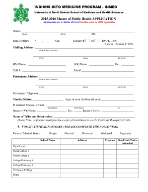 Fillable Online med und MPH Application - School of Medicine Health ...