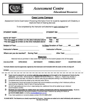 Fillable Online Casa Loma Information Test Sheet - George Brown College ...