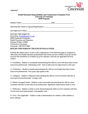 Fillable Online eh uc Health Education Responsibilities and ...