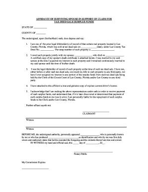 Fillable Online leeclerk Affidavit of Surviving Spouse - Lee County ...