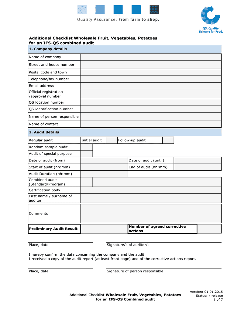 Fillable Online Additional Checklist Wholesale Fruit Vegetables Potatoes for an Fax Email Print ...