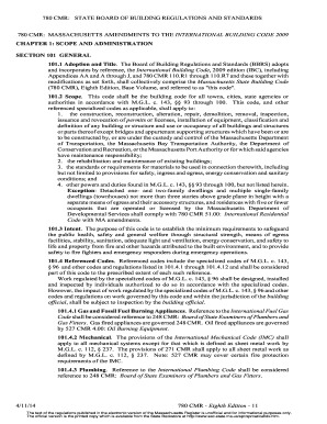 Fillable Online architects 780 CMR: MASSACHUSETTS AMENDMENTS TO THE ...