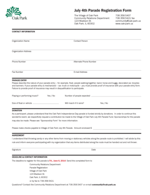Fillable Online oak-park July 4th Parade Registration Form - Village of ...
