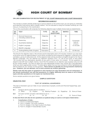 Fillable Online bombayhighcourt nic Information handout for online ...