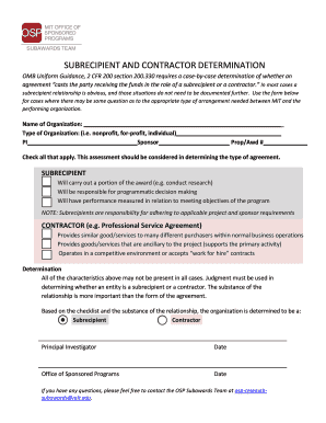 Fillable Online osp mit Subrecipient And Contractor Determination ...