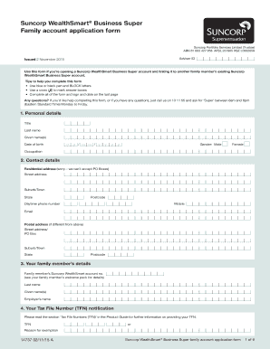 Fillable Online Family account bapplicationb form - Suncorp Fax Email Print - pdfFiller