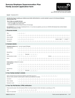 Fillable Online Suncorp Employee Superannuation Plan Family account ...