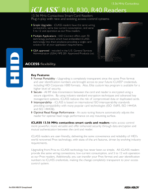 Fillable Online iCLASS R10, R30, R40 Readers Fax Email Print - pdfFiller