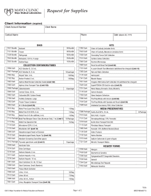 Fillable Online Order Supplies bFormb - Mayo Medical Laboratories Fax ...