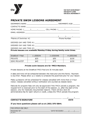 Fillable Online cccymca Private Lesson Agreement - cccymca Fax Email ...