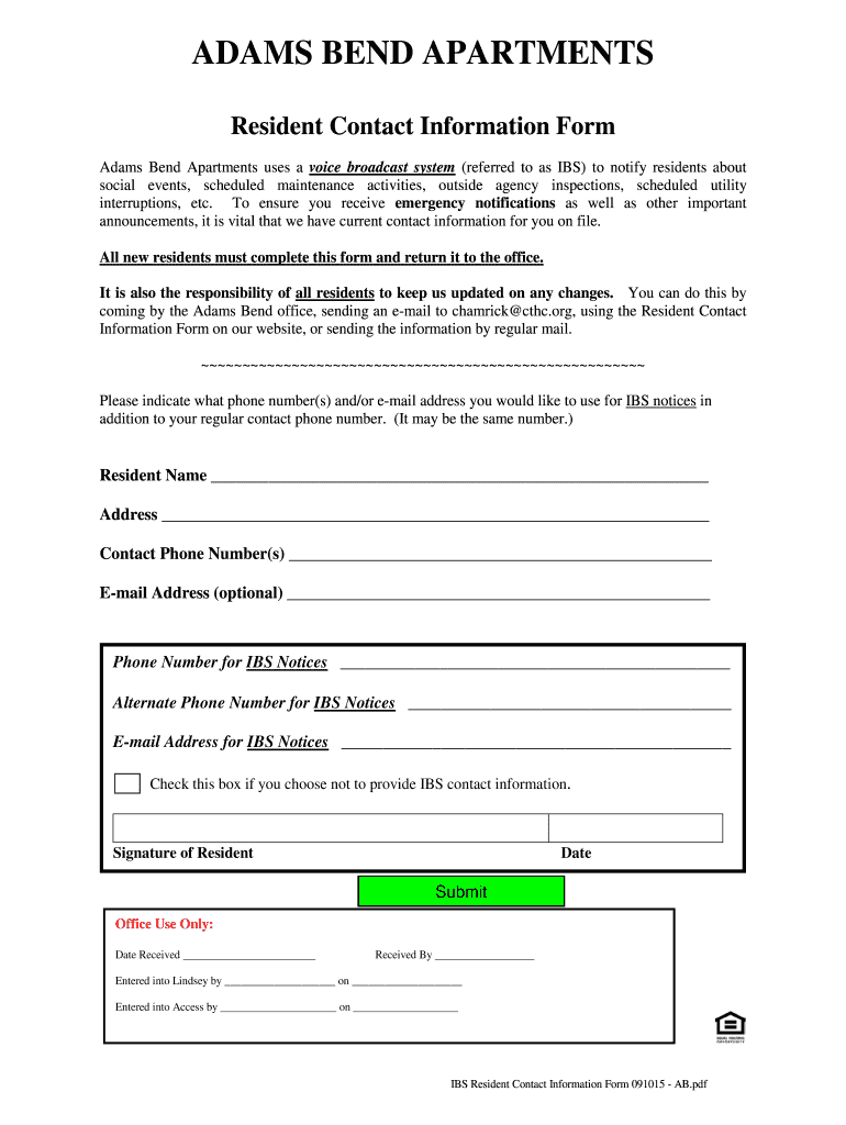 Fillable Online centexhousing ADAMS BEND APARTMENTS - centexhousing Fax ...