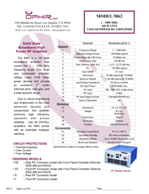 Fillable Online MODEL 5062 - Ophir RF Fax Email Print - pdfFiller