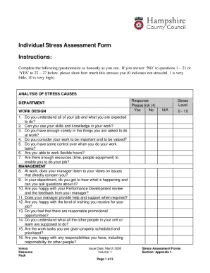 Fillable Online Individual Stress Assessment Form Fax Email Print ...