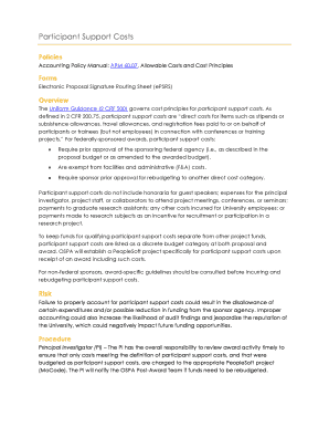 Fillable Online Participant Support Costs Fax Email Print - pdfFiller