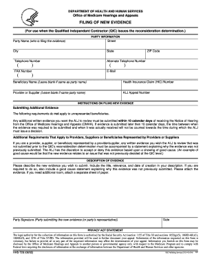 Fillable Online hhs FORM HHS 728 Fling of New Evidence Fax Email Print ...