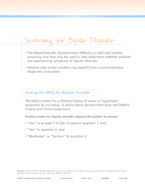 Fillable Online The Mood Disorder Questionnaire (MDQ) is a valid and ...