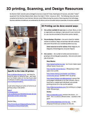 Fillable Online 3D printing, Scanning, and Design Resources Fax Email ...
