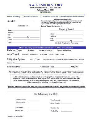 Fillable Online Radon Water-Info Sheet - A & L Laboratory - Maine Radon ...