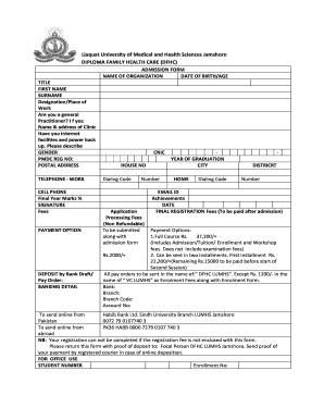 Fillable Online ADMISSION FORM DFHC 11 Fax Email Print - pdfFiller