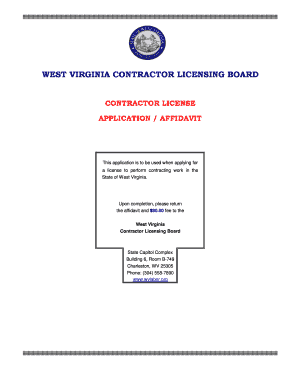 Fillable Online Contractor License Affidavit - West Virginia Division ...
