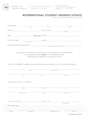 Fillable Online ise risd INTERNATIONAL STUDENT ADDRESS UPDATE - RISD ...