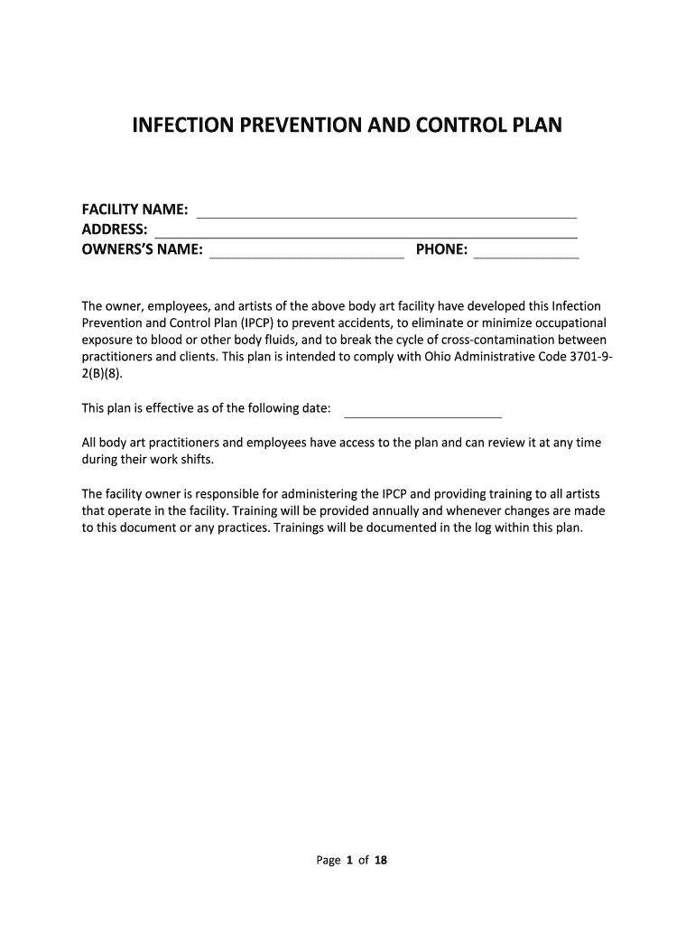 Fillable Online Infection prevention and control plan - Hamilton County ...