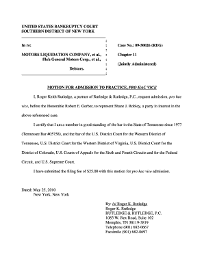 Fillable Online Pro Hac Vice Motion with Prop Order v3 - Roger Fax ...