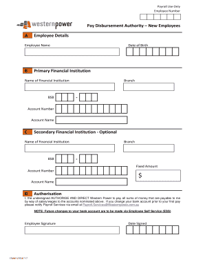 Fillable Online Pay Disbursement Form - Western Power Fax Email Print ...