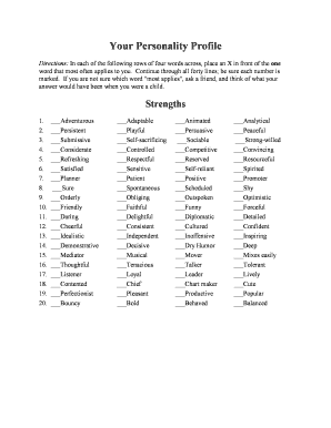 Fillable Online abcee Your Personality Profile Fax Email Print - pdfFiller
