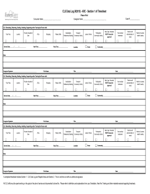 Fillable Online CLS Data Log (H2015) ARC Section 1 of Timesheet Please ...